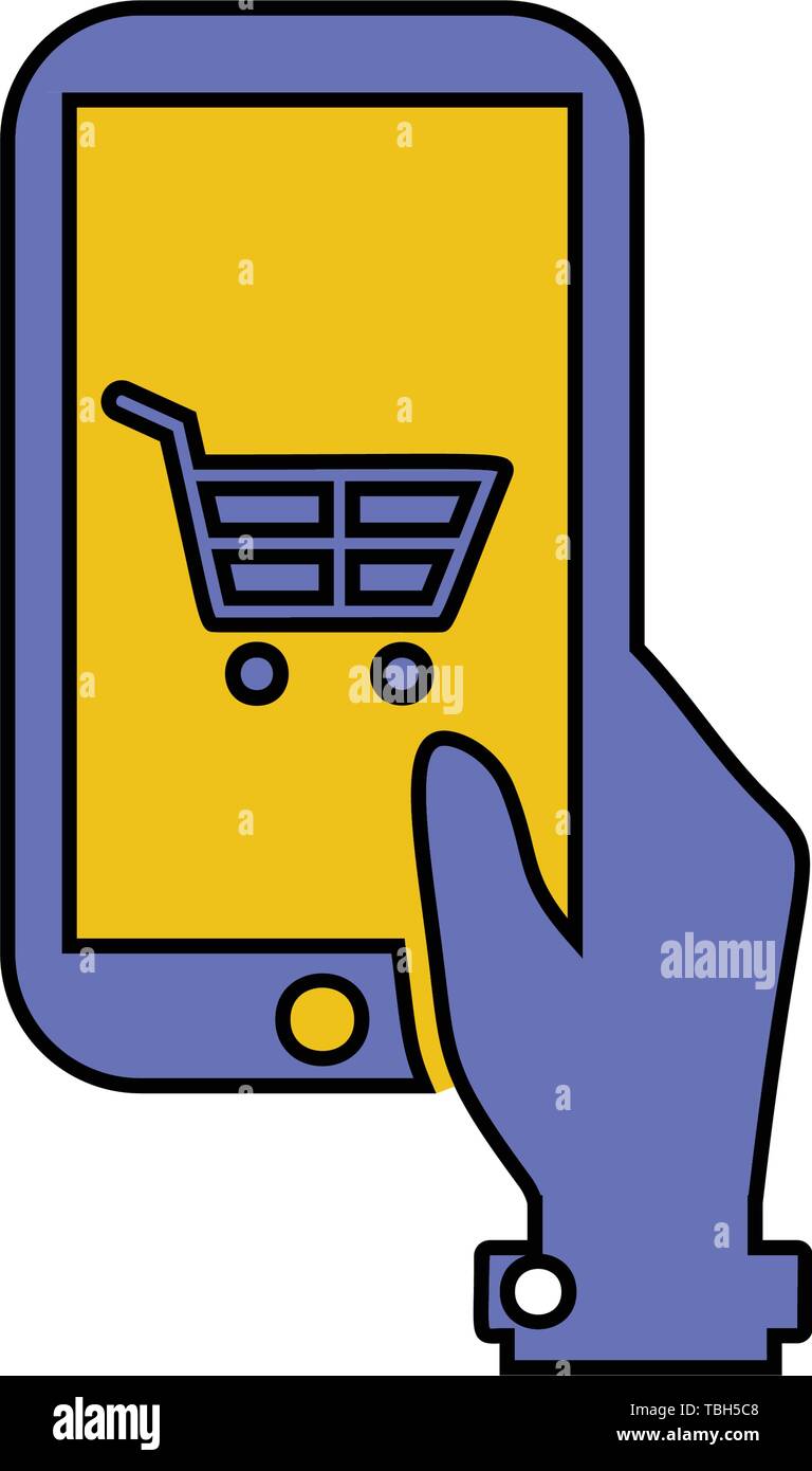 Hand holding mobile - online shopping icon vector Stock Vector Image ...
