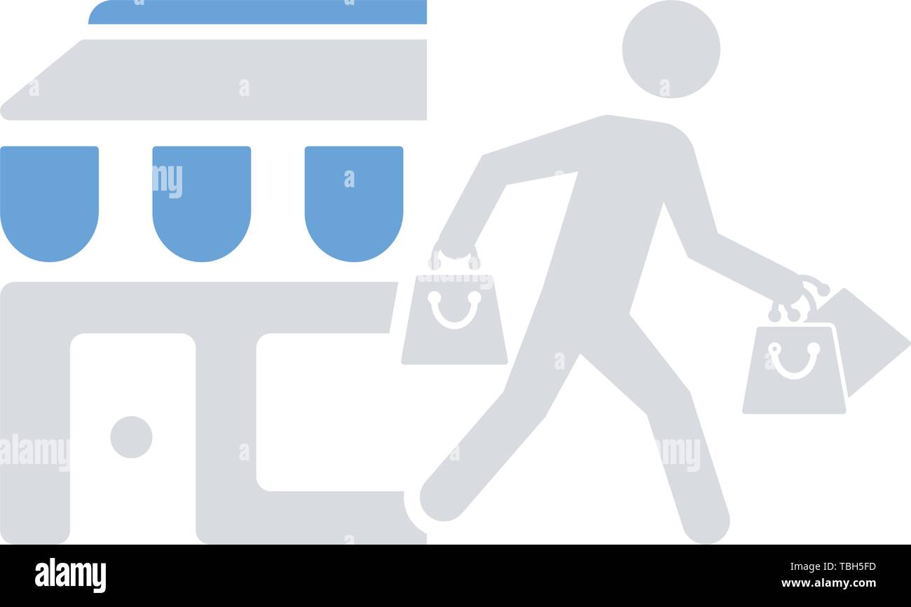 A man carrying shopping bags with store sign - vector Stock Vector ...