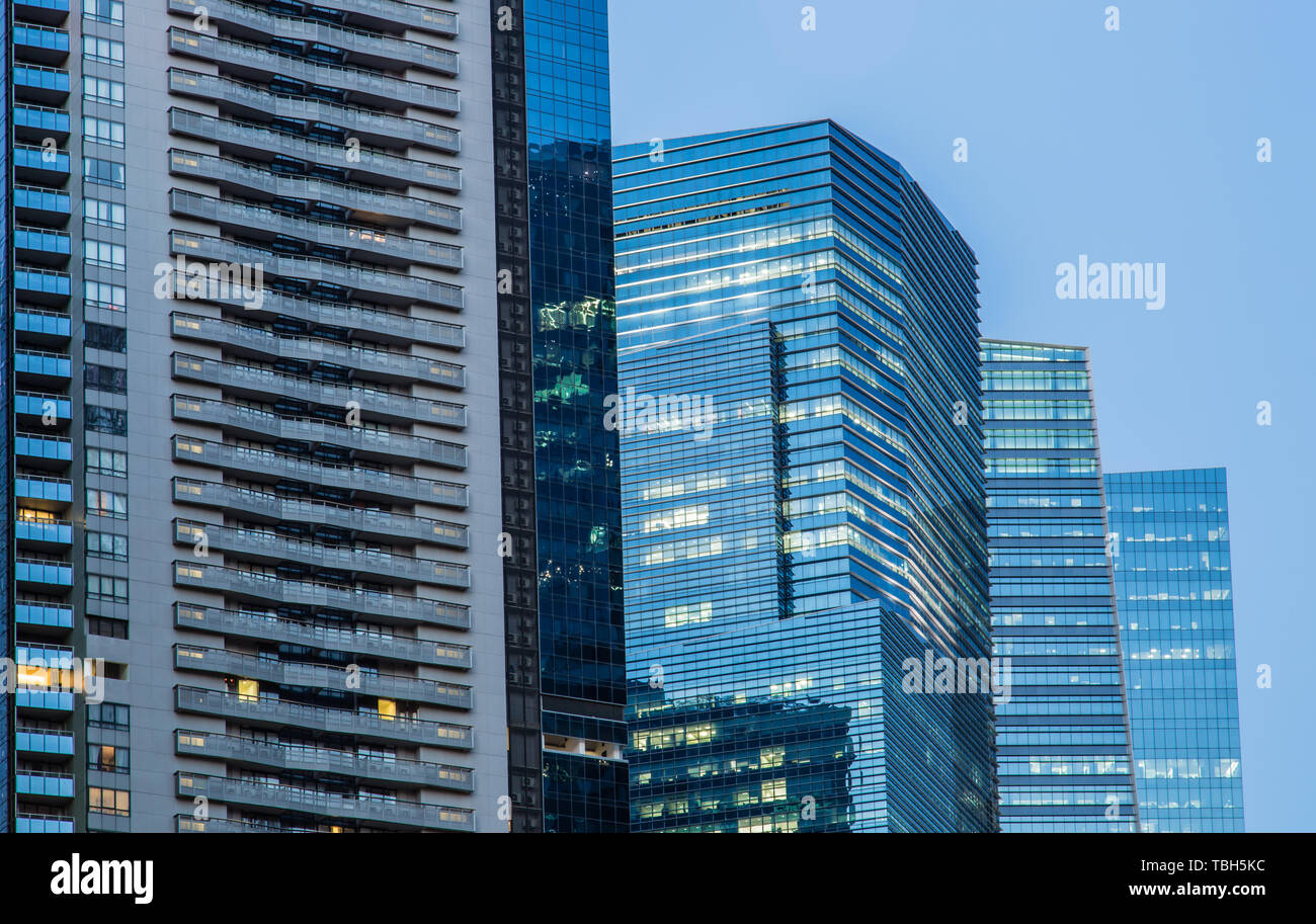 glass facade building tower in night Stock Photo - Alamy