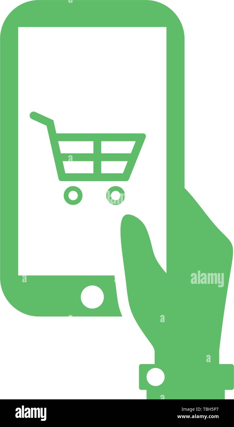Hand holding mobile - online shopping icon vector Stock Vector Image ...