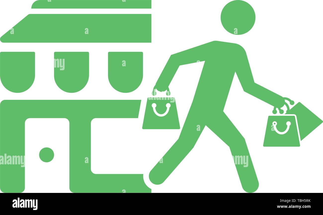 A man carrying shopping bags with store sign - vector Stock Vector ...