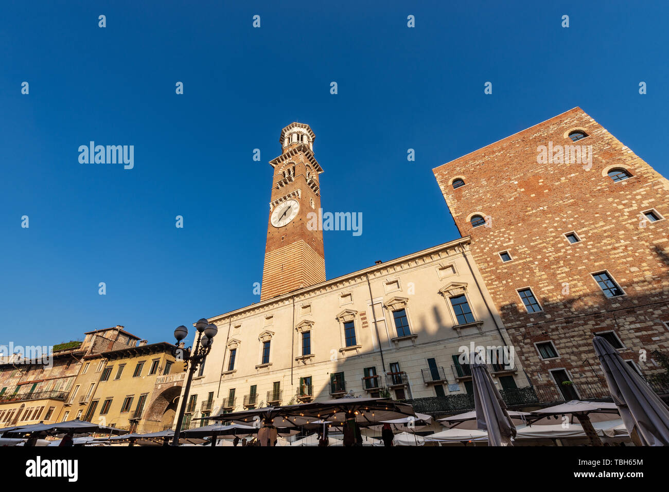 Piazza delle Erbe and medieval tower (torre dei Lamberti, is the oldest ...