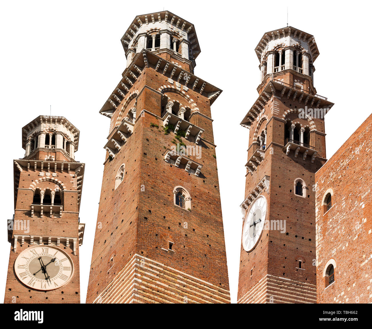 Medieval Tower (Torre dei Lamberti - XI century - 84 m.) isolated on ...