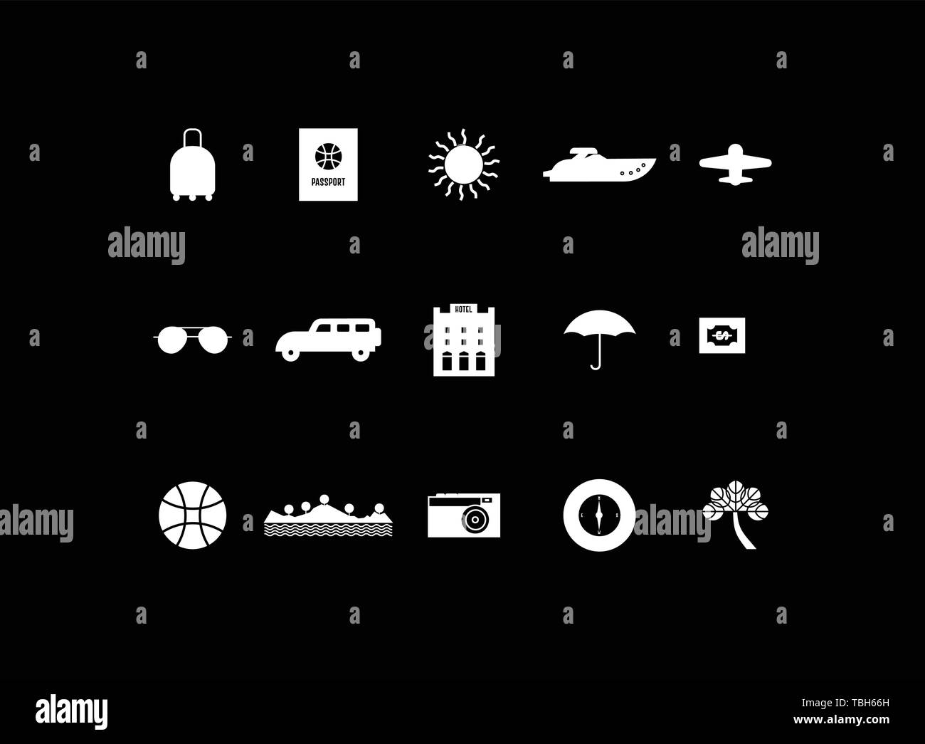 Travel icons set - sign and symbols of design travel elements Stock ...