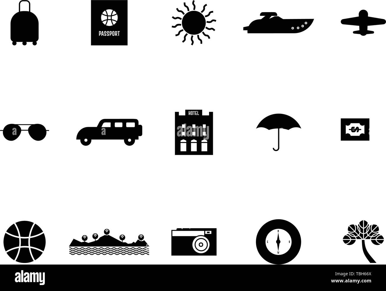 Travel icons set - sign and symbols of design travel elements Stock ...