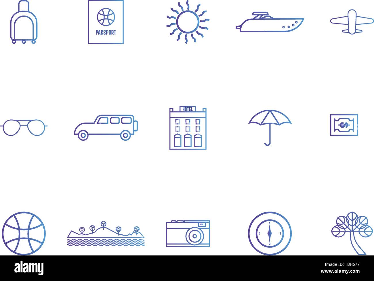 Travel icons set - sign and symbols of design travel elements Stock ...