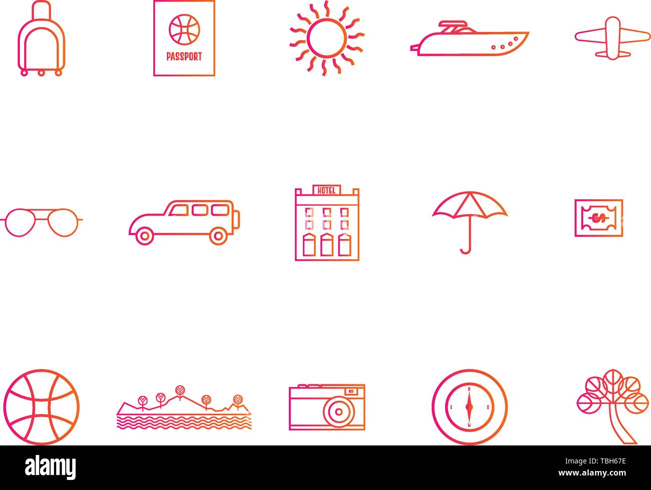 Travel icons set - sign and symbols of design travel elements Stock ...