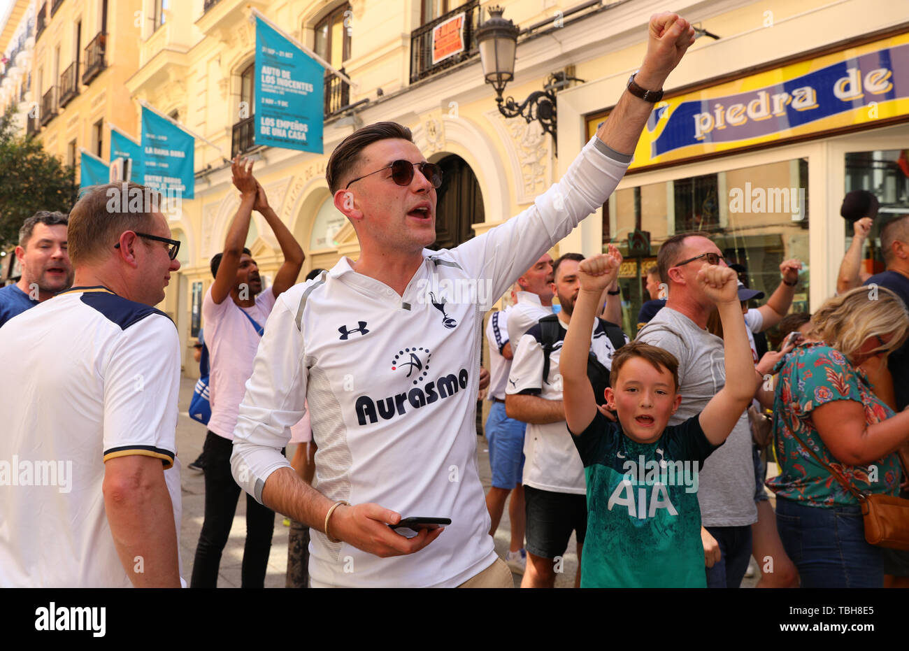 Tottenham supporters in the streets of Madrid, ahead of the Champions ...