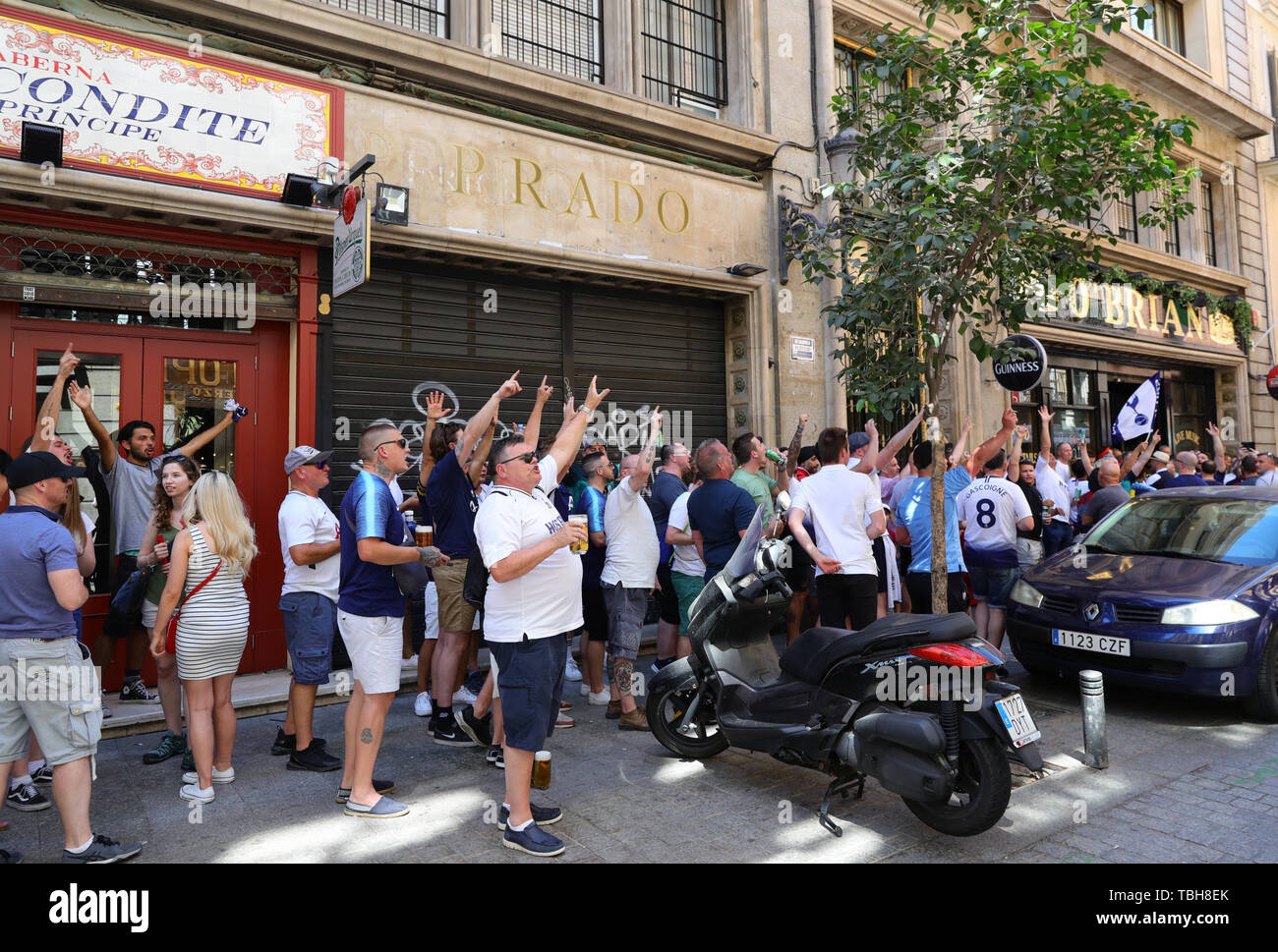 Tottenham supporters in the streets of Madrid, ahead of the Champions ...