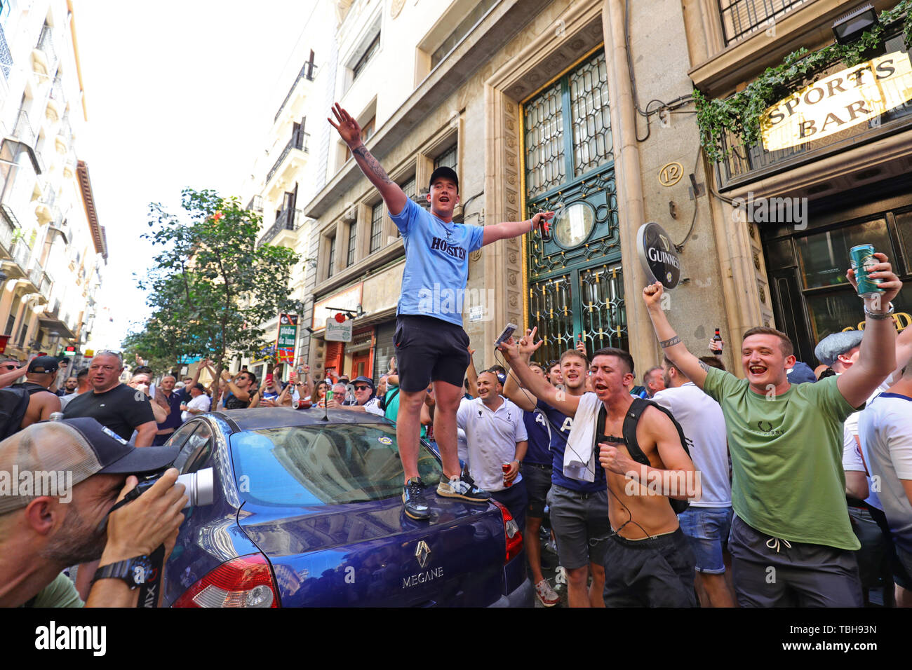 Tottenham supporters in the streets of Madrid, ahead of the Champions ...