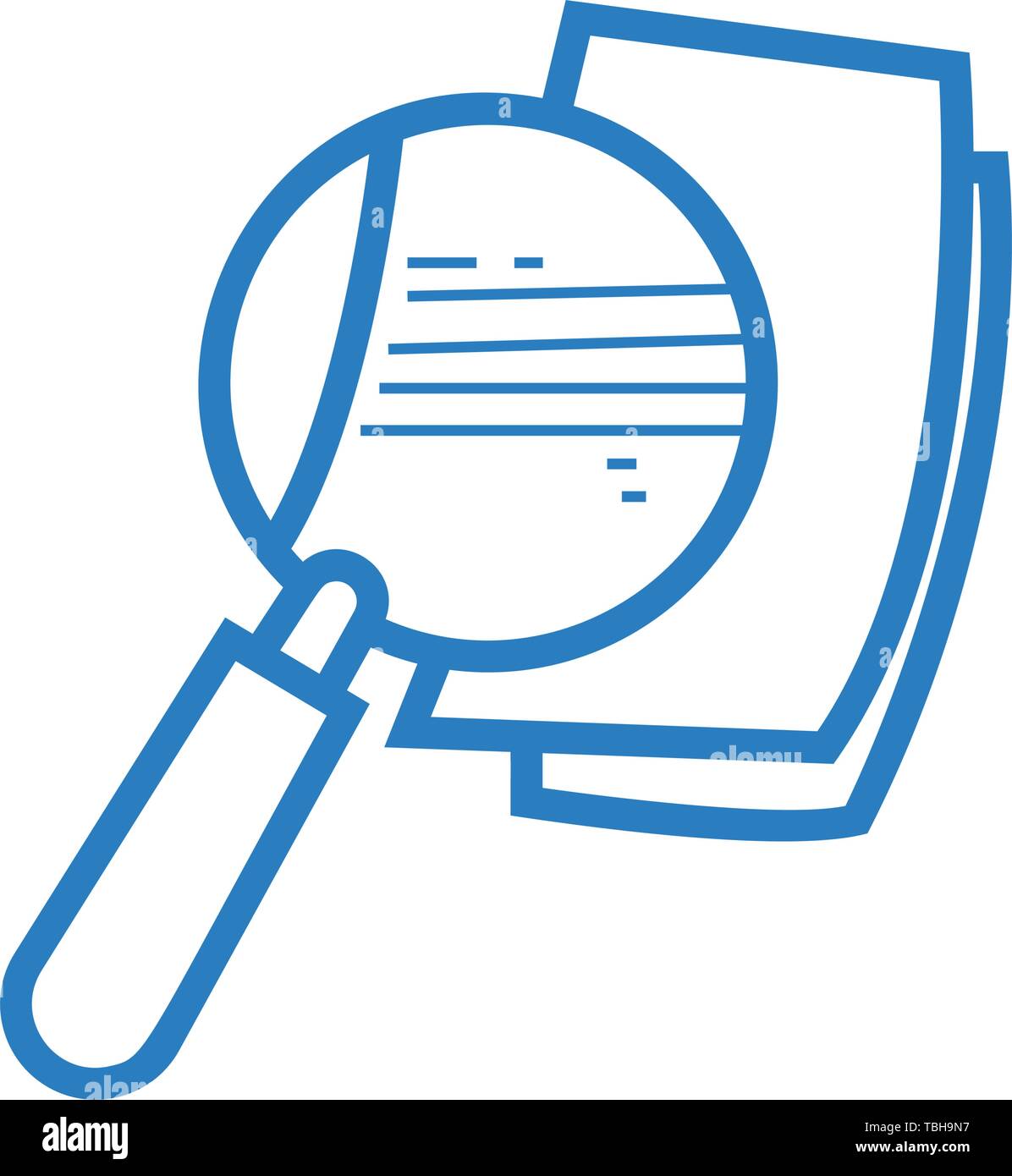 Search documents icon, Magnifying glass and page sign in linear style ...