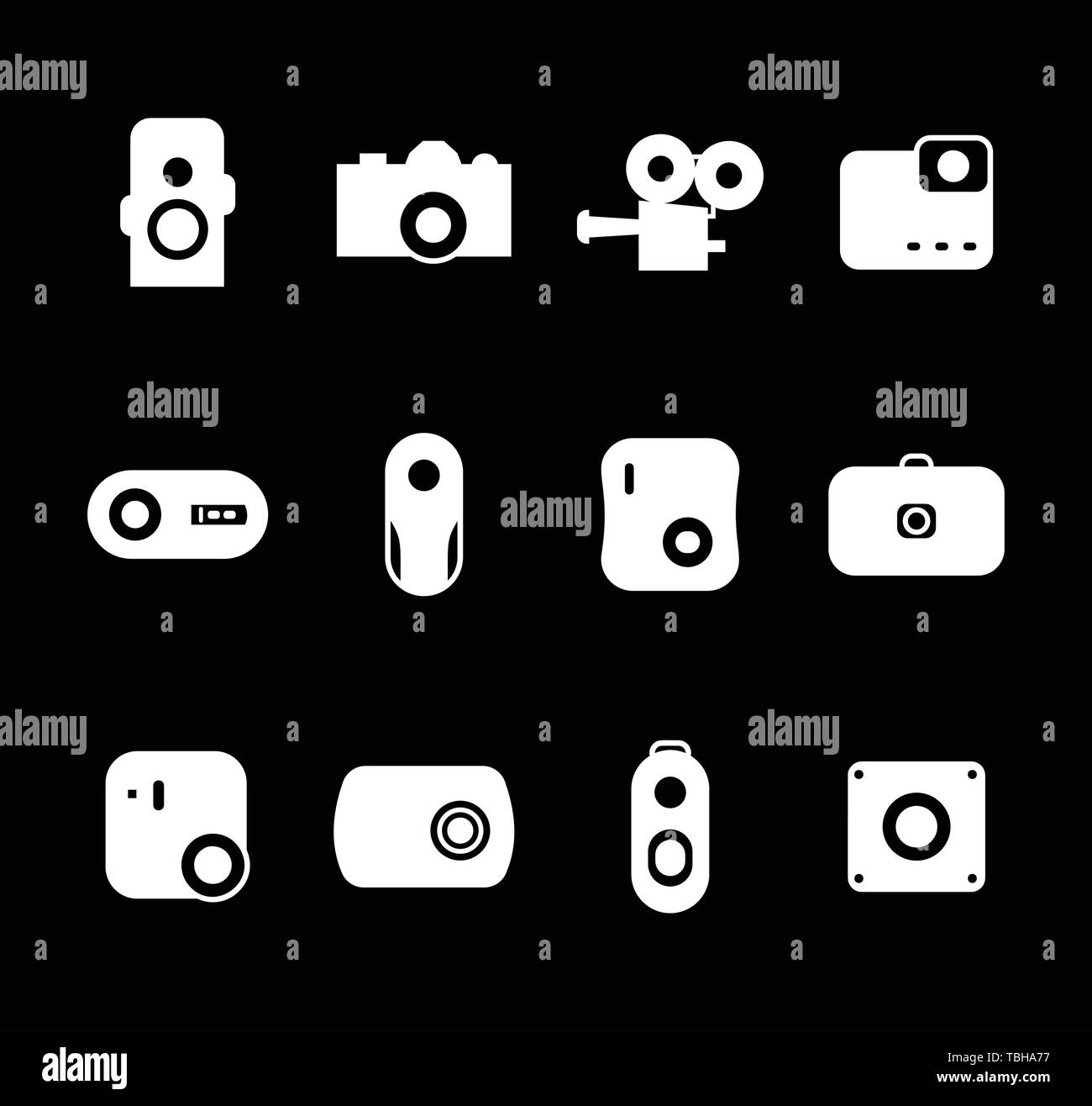 Camera icons set glyph style - camera sign white Stock Vector Image ...