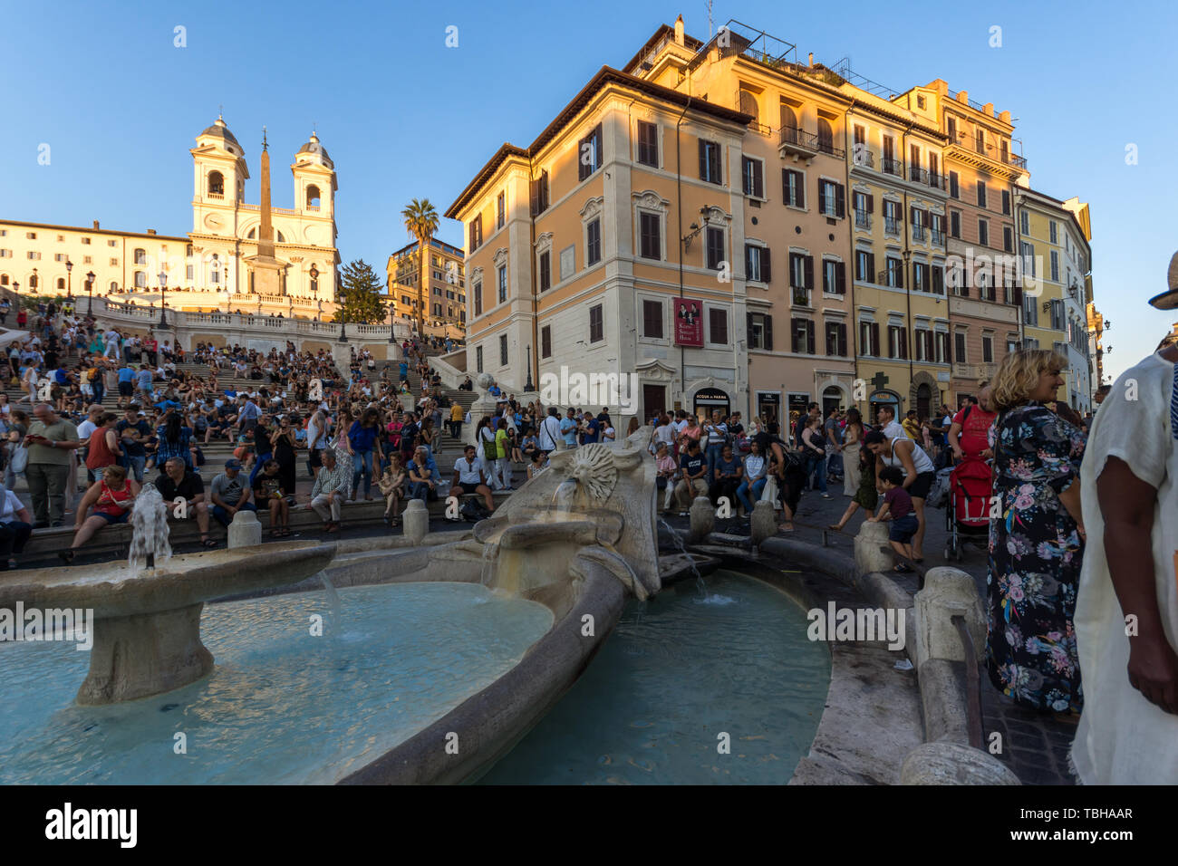 ROME, ITALY - JUNE 23, 2017: Sunset view of Spanish Steps and Piazza di ...