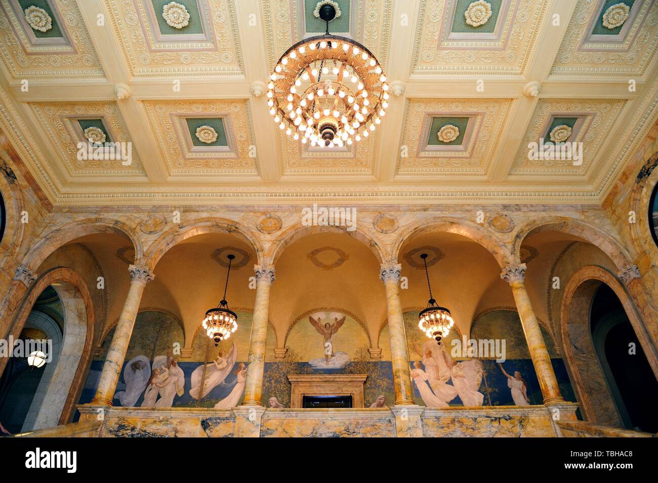 Boston city public library interior with beautiful decoration and ...