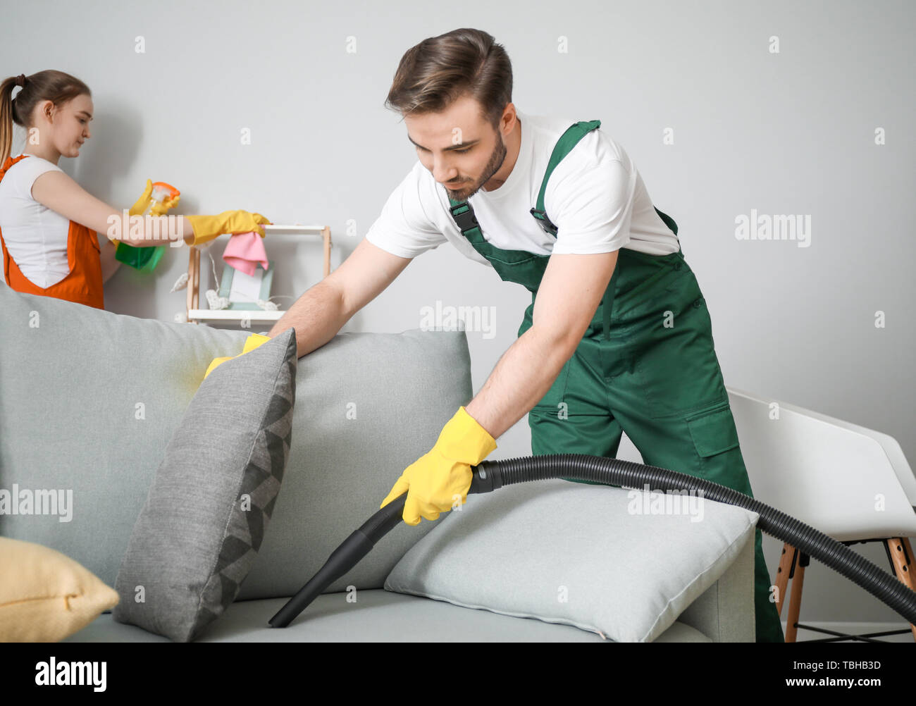Cleaning room care male female hi-res stock photography and images - Alamy