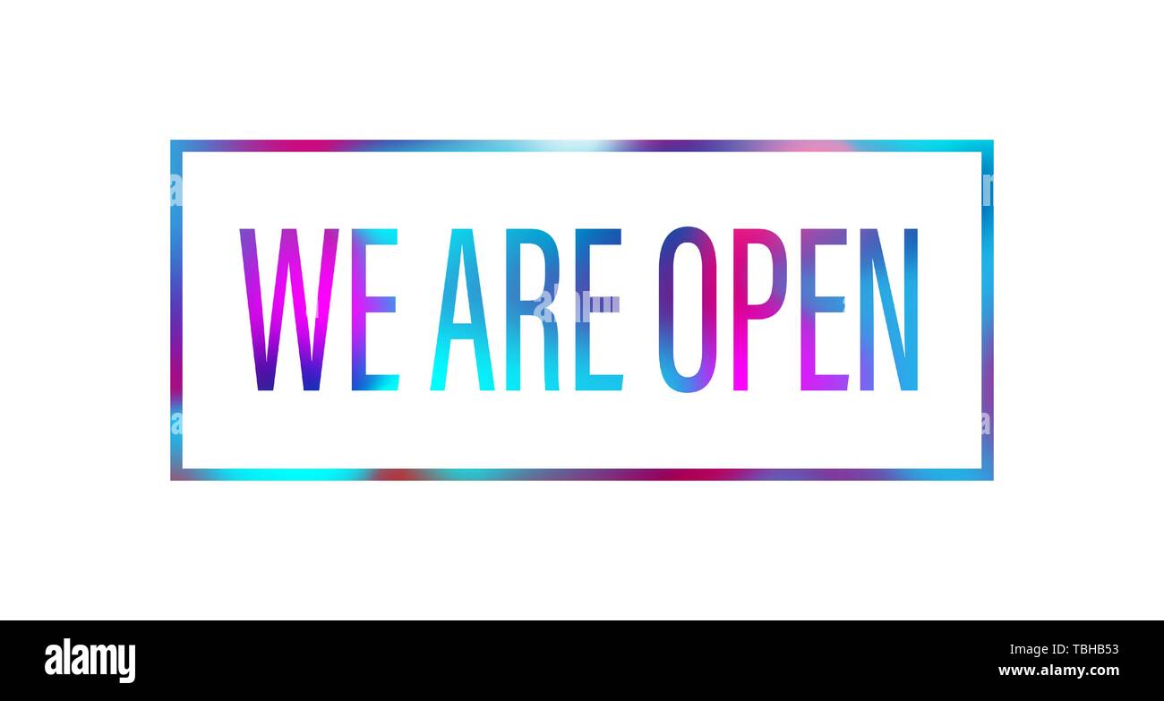 We Are Open Colorful Paper Title Text Icon On White Background Stock we-are-open-colorful-paper-title-text-icon-on-white-background-stock