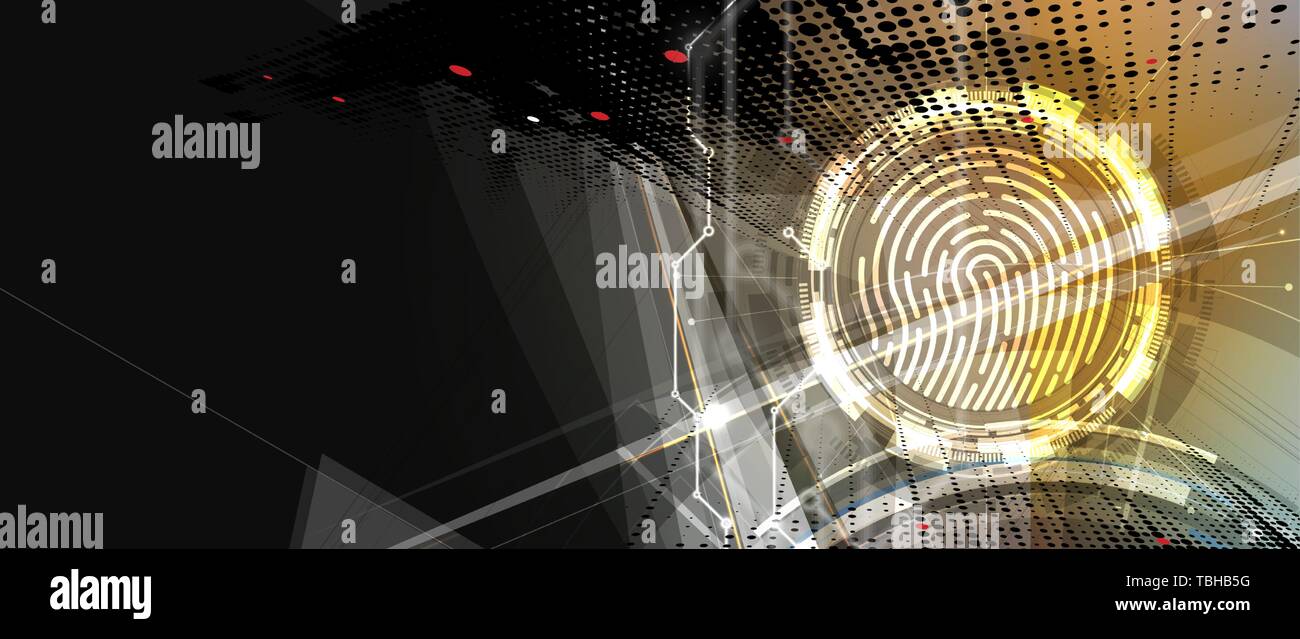 Abstract fingerprint technology business background. Circuit security ...