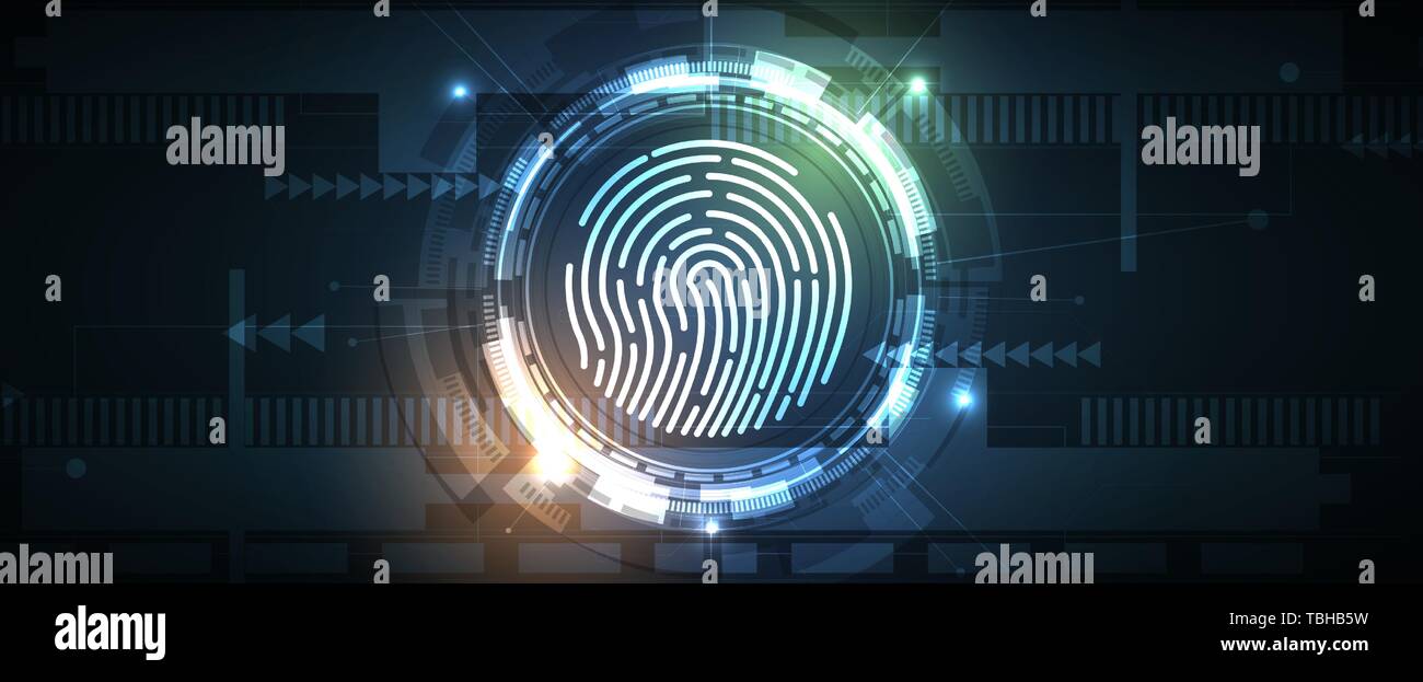 Abstract fingerprint technology business background. Circuit security ...