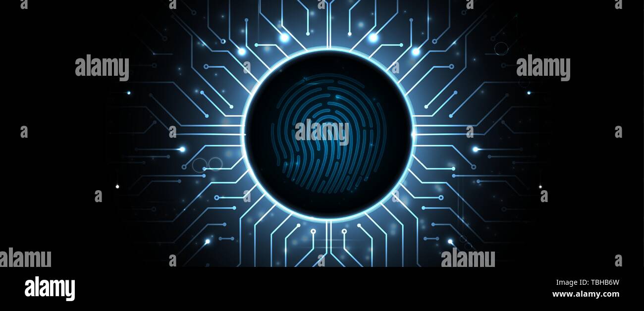 Abstract fingerprint technology business background. Circuit security ...