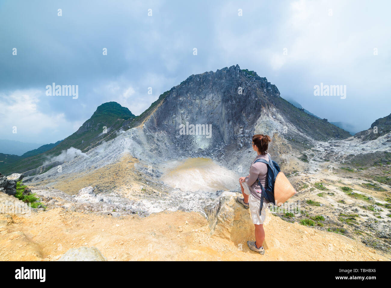 Sibayak volcano, active caldera steaming, famous travel destination ...