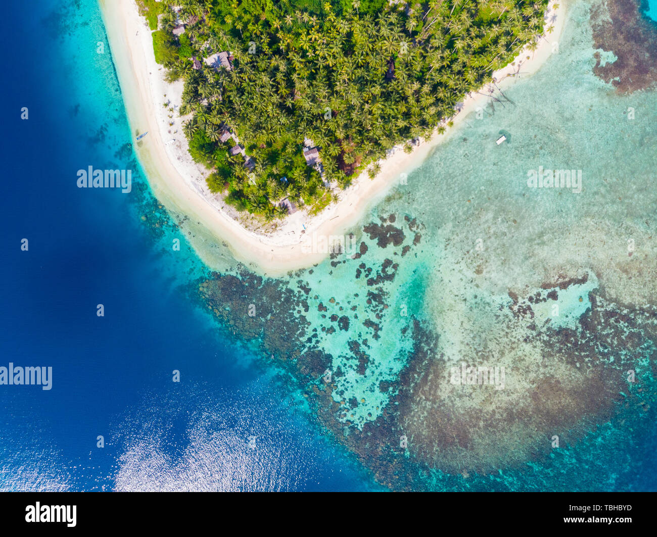 Aerial top down view Banyak Islands Sumatra tropical archipelago ...