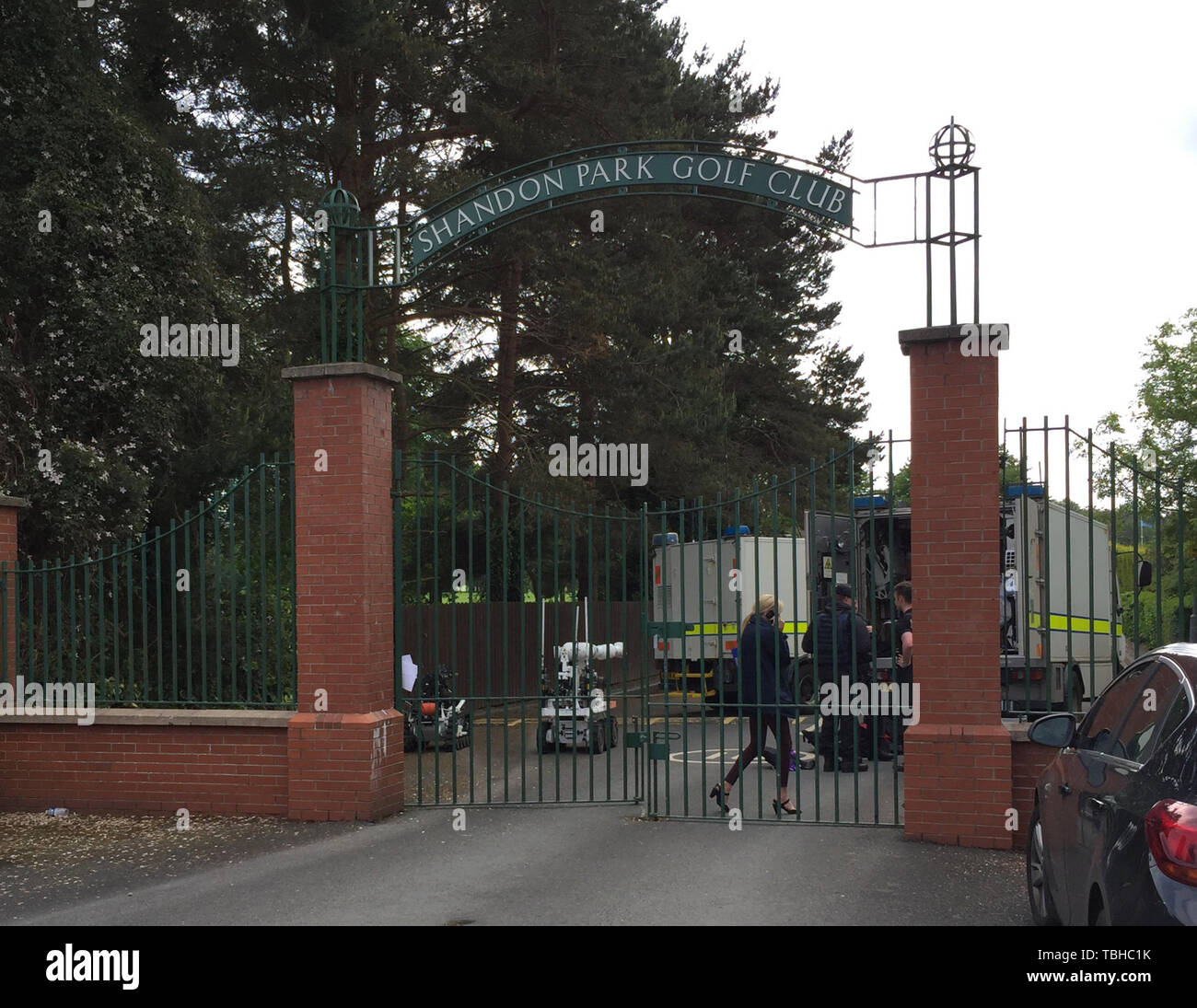 Police and army bomb disposal experts at Shandon Park Golf Club in east ...