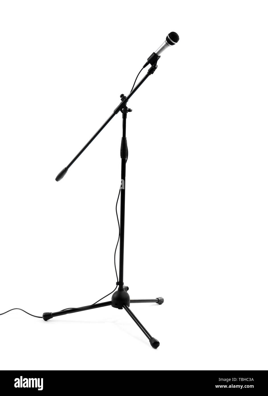 Microphone with stand on white background Stock Photo - Alamy