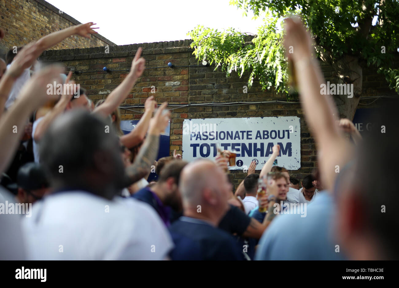 Tottenham Hotspur fans ahead of watching the UEFA Champions League ...