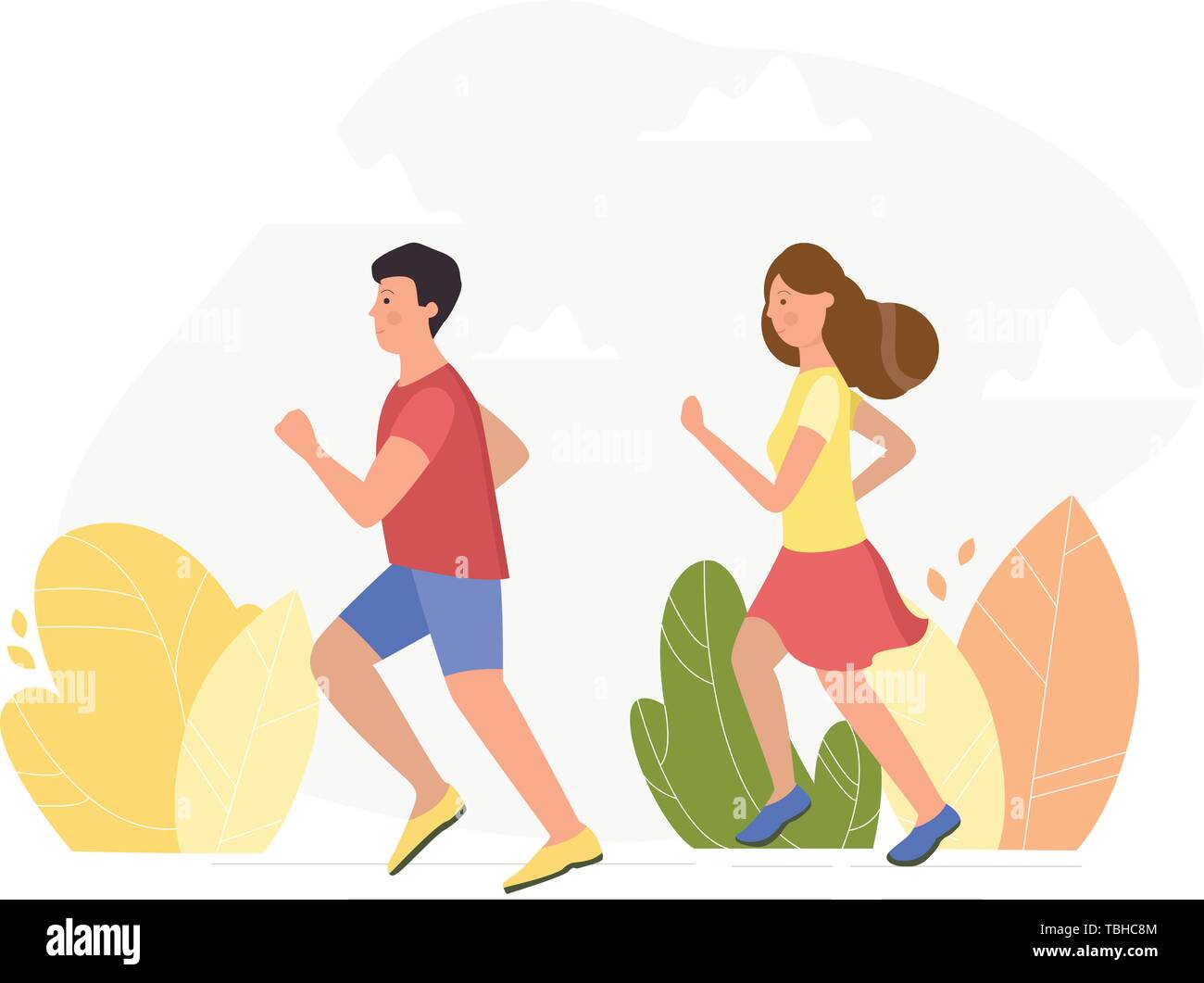 Young couple running - vector illustration Stock Vector Image & Art - Alamy