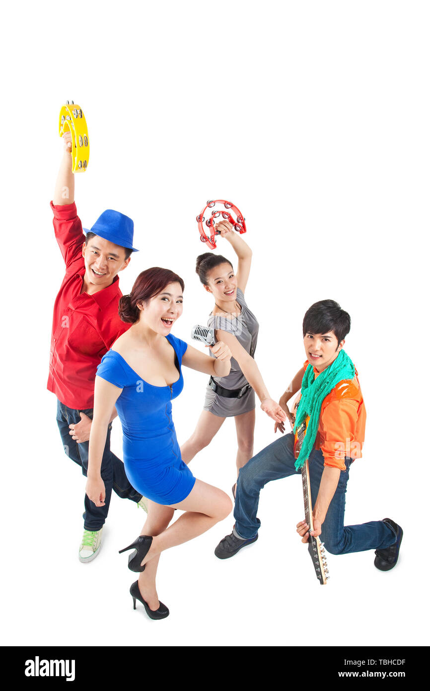 Four friends, party, party Stock Photo - Alamy