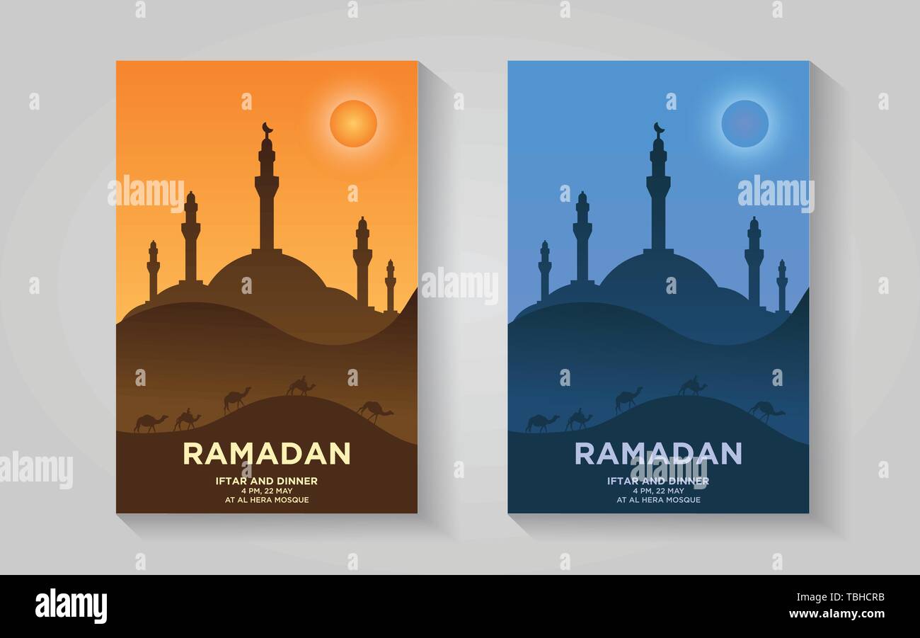 Ramadan iftar and dinner great colorful poster design template with ...