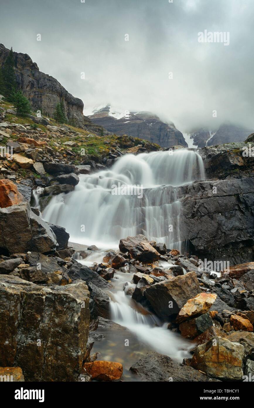 Yoho national park view with mountains, waterfall and forest in Canada ...