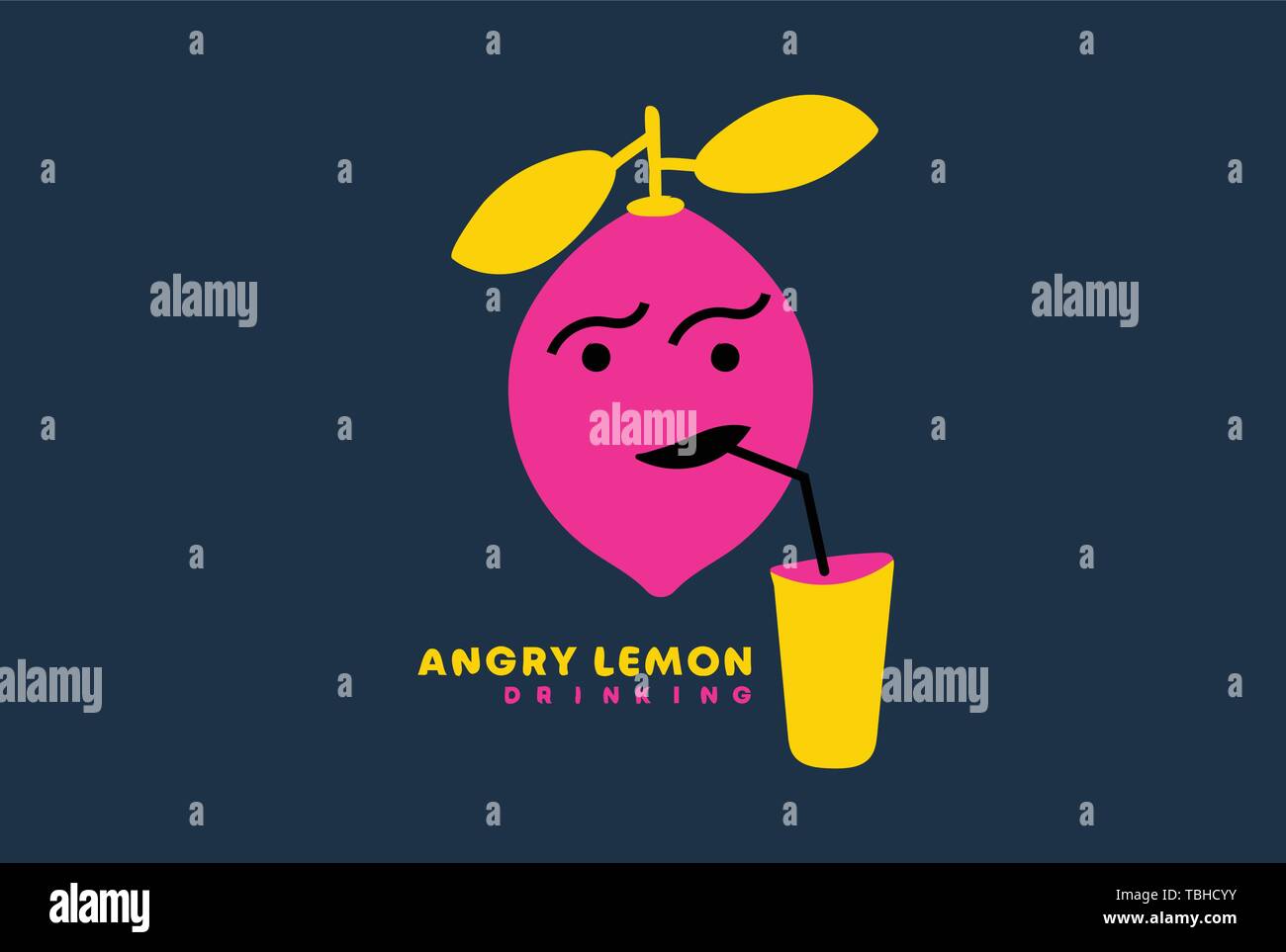 Angry lemon drinking juice illustration Stock Vector Image & Art - Alamy