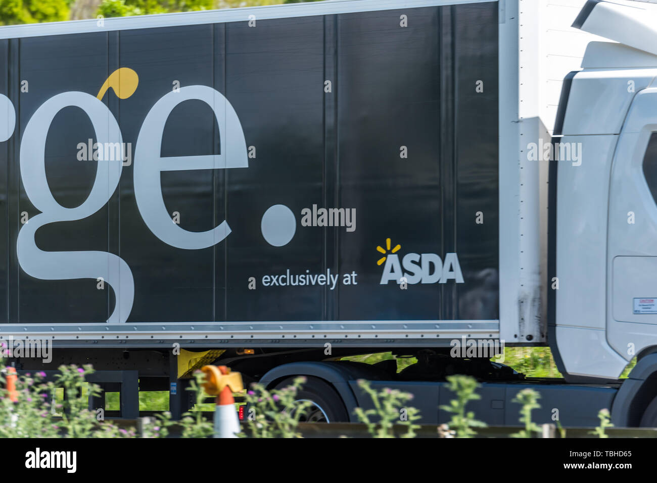 Northampton, UK - May 10th 2019: asda george box truck on uk motorway ...