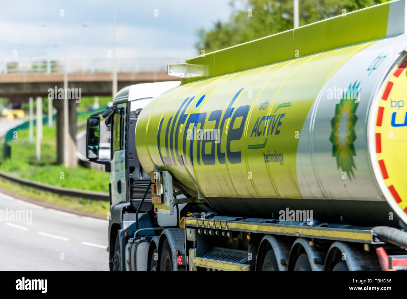 Northampton, UK - May 10th 2019: british petroleum tanker lorry truck ...