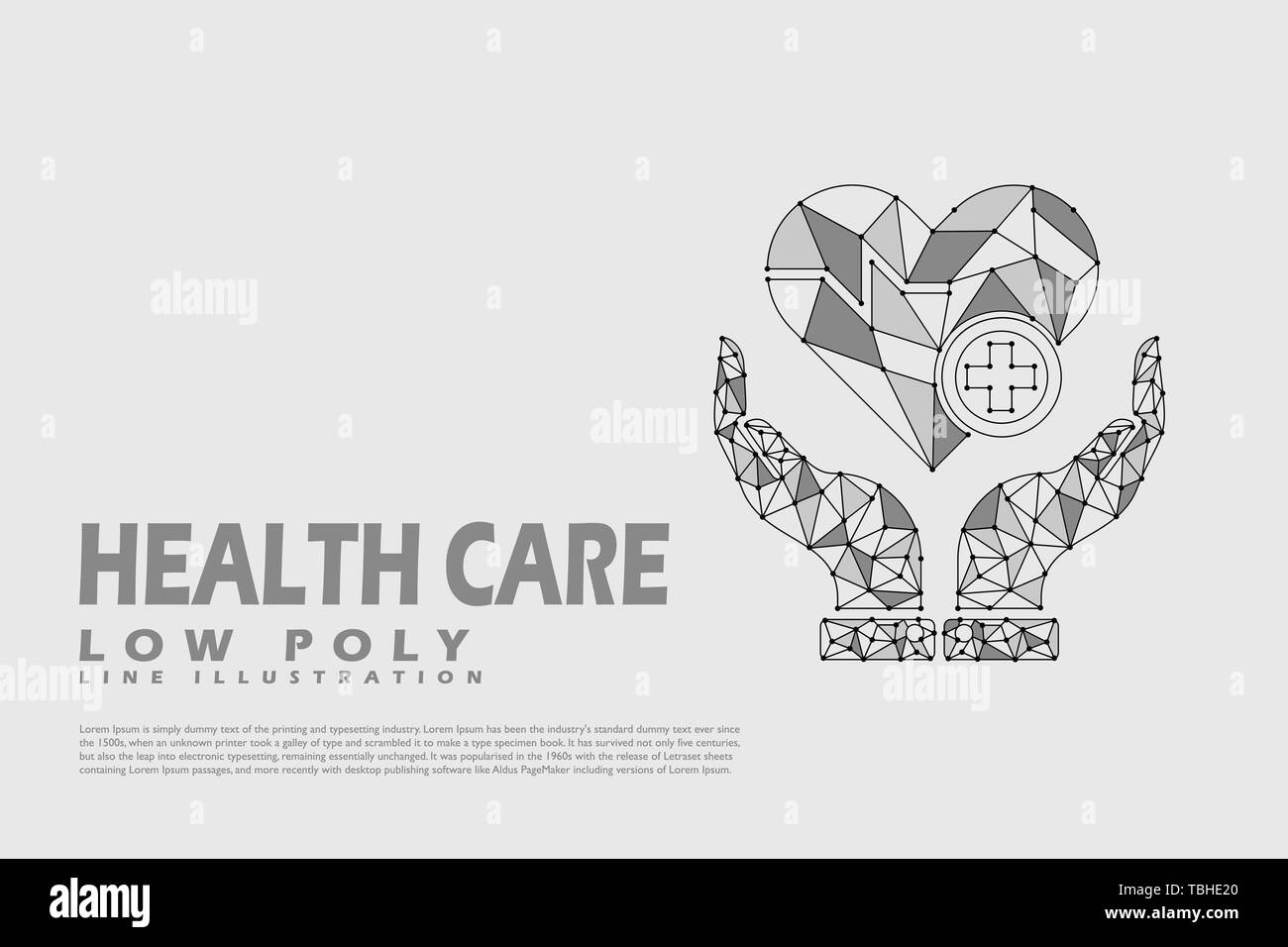 Polygonal Health Care - Low poly line style illustration - black and ...