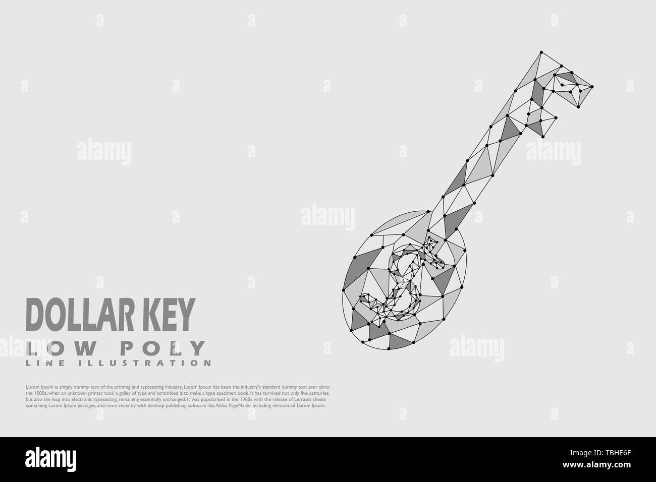 Polygonal Dollar Key - Low poly line style illustration - Black and ...