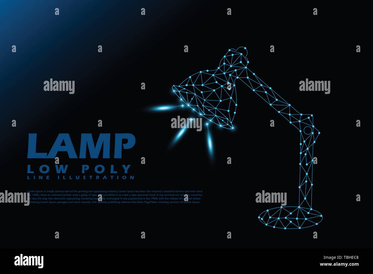 Polygonal Lump Light - Low poly line style illustration - blue Light ...