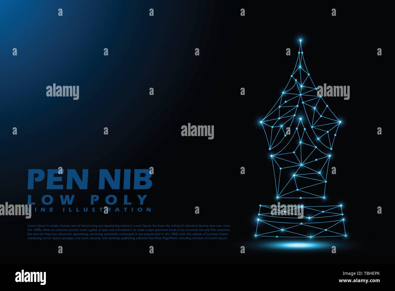 Polygonal Pen nib - Low poly line style illustration - blue Light ...