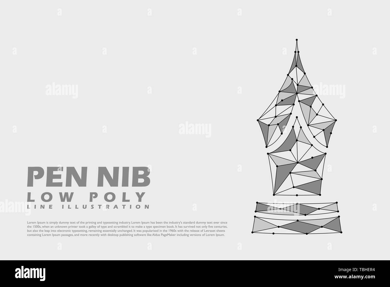 Polygonal Pen nib - Low poly line style illustration - black and white ...