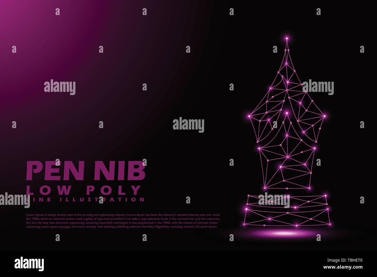 Polygonal Pen nib - Low poly line style illustration - Purple Light ...