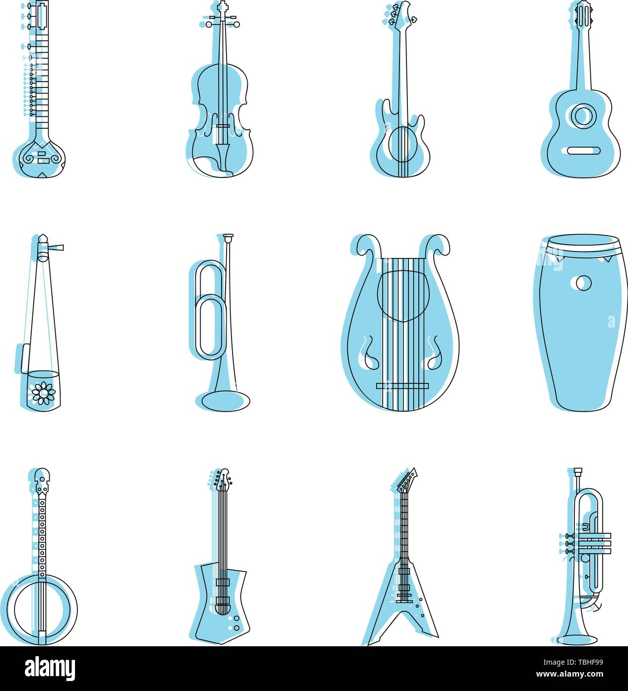 Set stringed musical instruments Stock Vector Images - Alamy