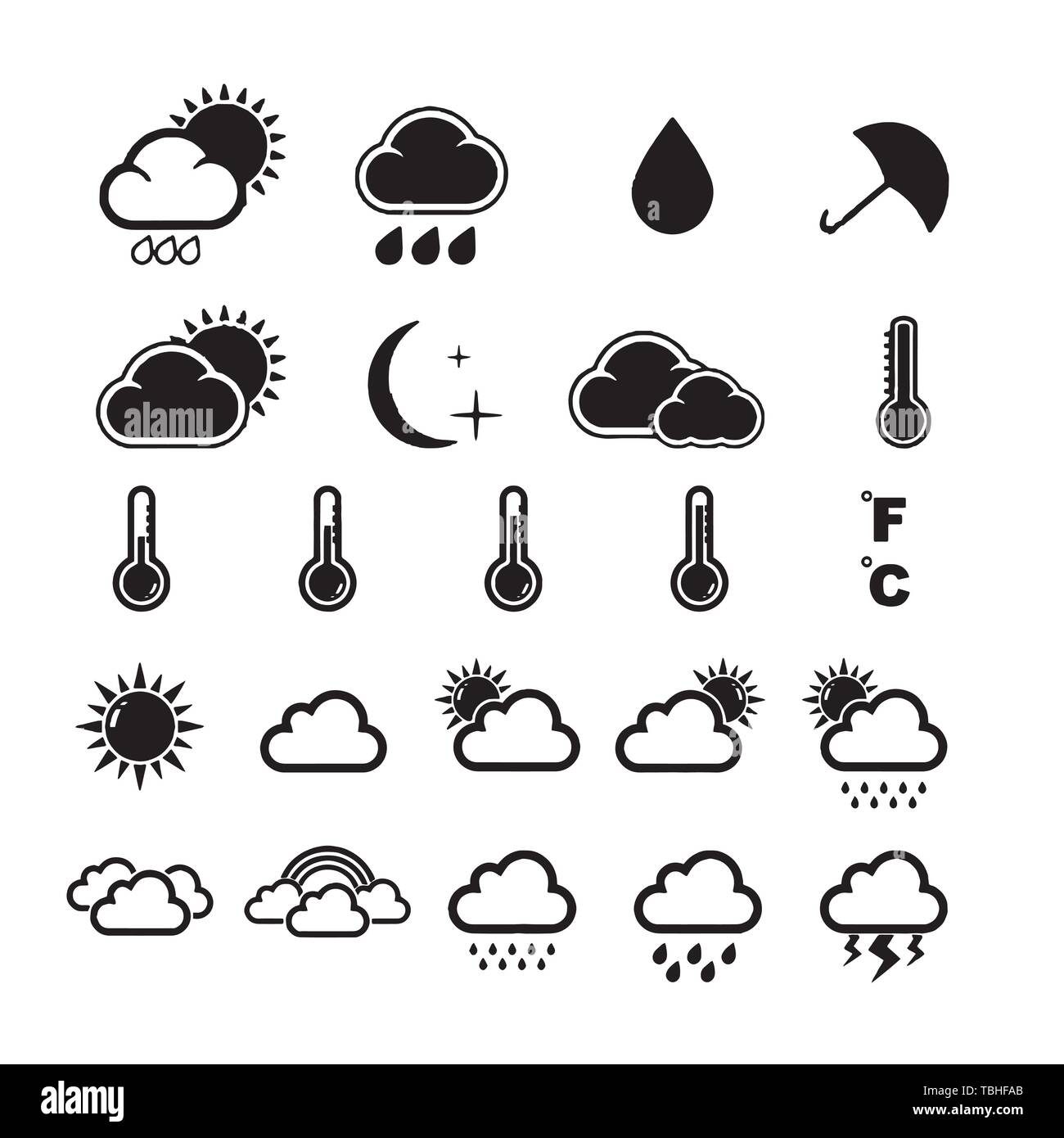 weather icons with White Background Vector Stock Vector Image & Art - Alamy