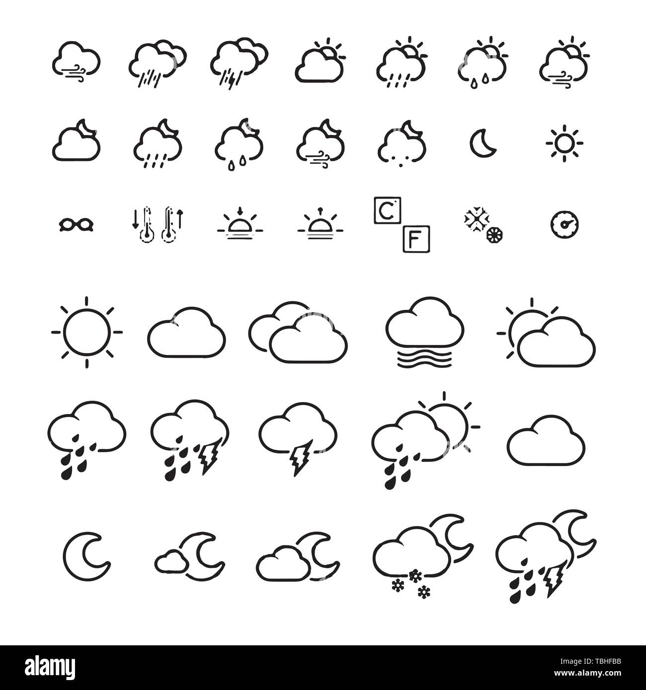 weather icons with White Background Vector Stock Vector Image & Art - Alamy