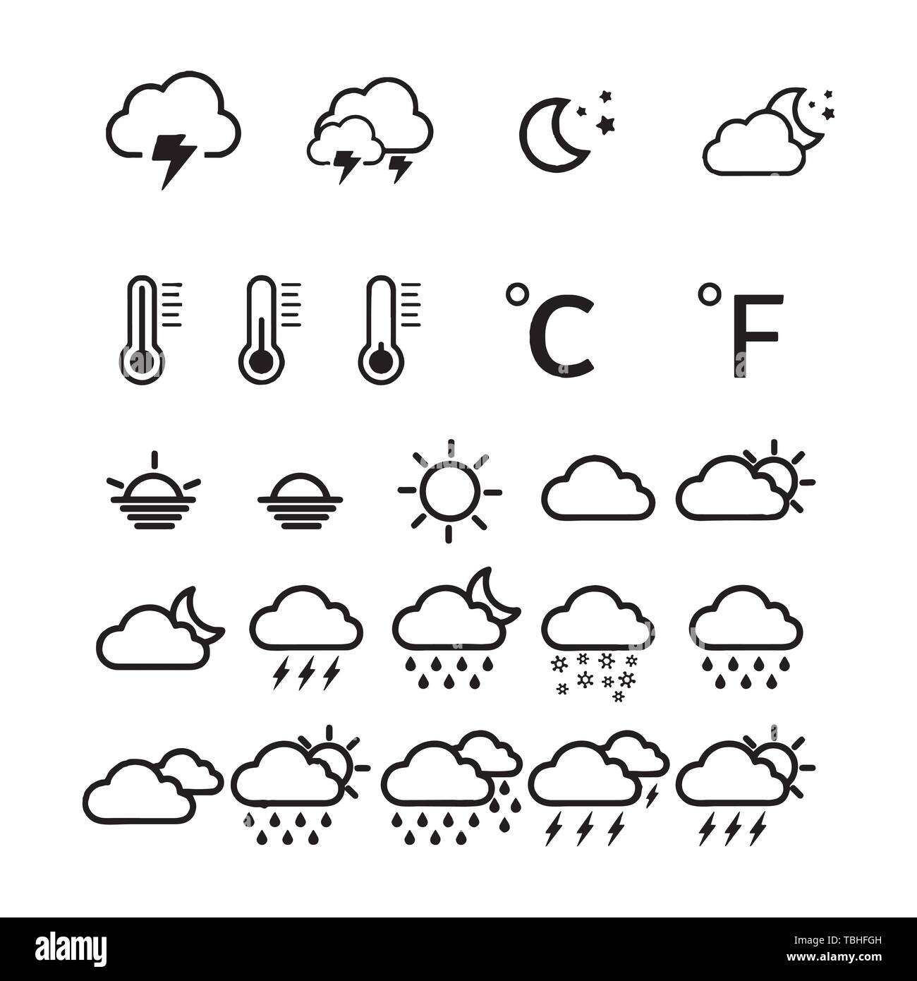 weather icons with White Background Vector Stock Vector Image & Art - Alamy
