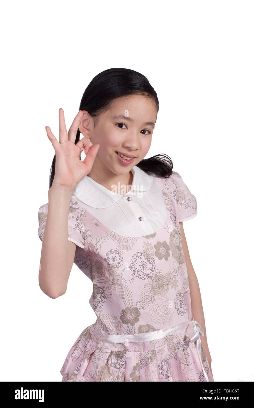 Happy expression of a girl Stock Photo - Alamy