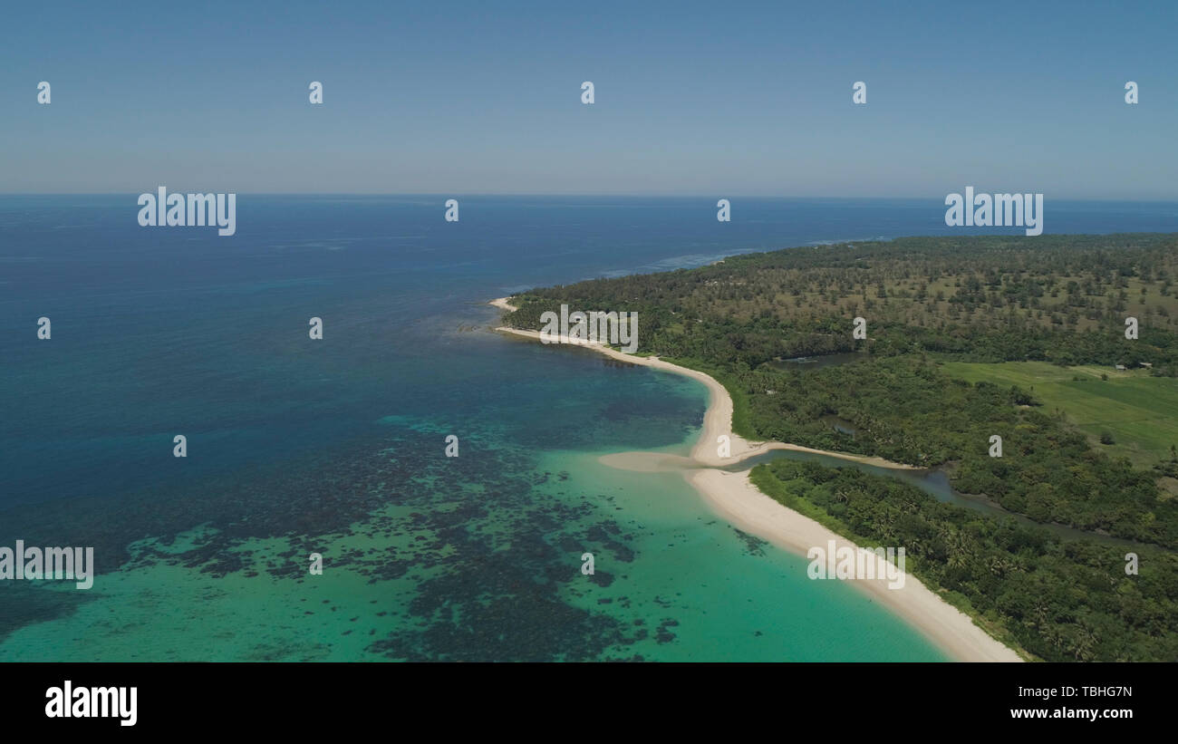 Aerial view of beautiful tropical beach Saud with turquoise water in ...