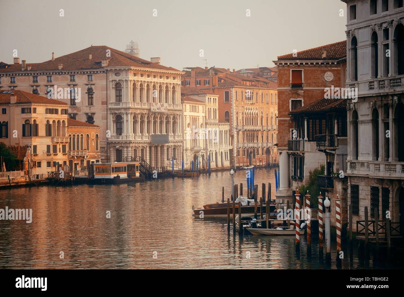 Venice grand canal sunset view with historical buildings. Italy Stock ...