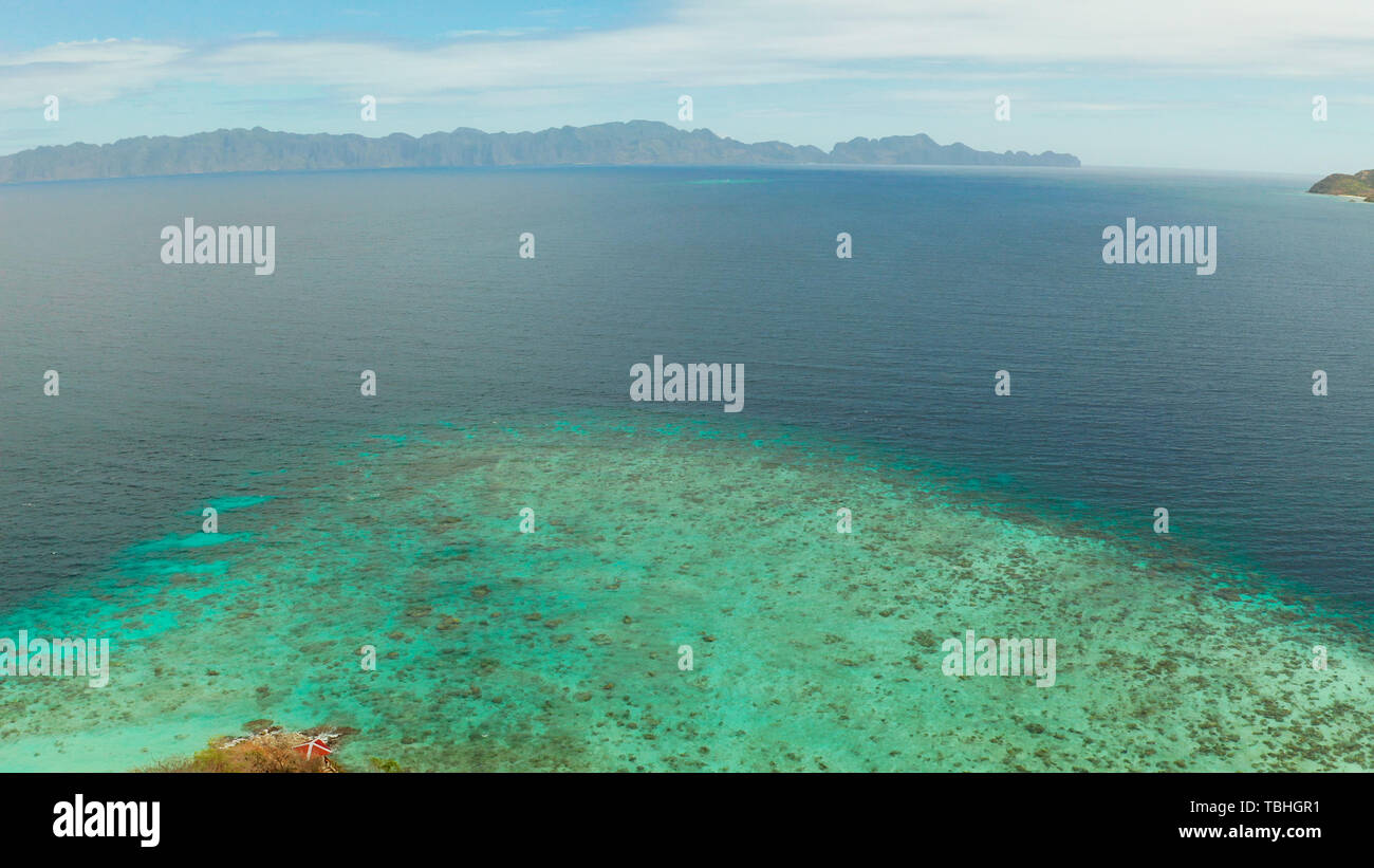 aerial view tropical island with sand white beach. Bulog Dos ...