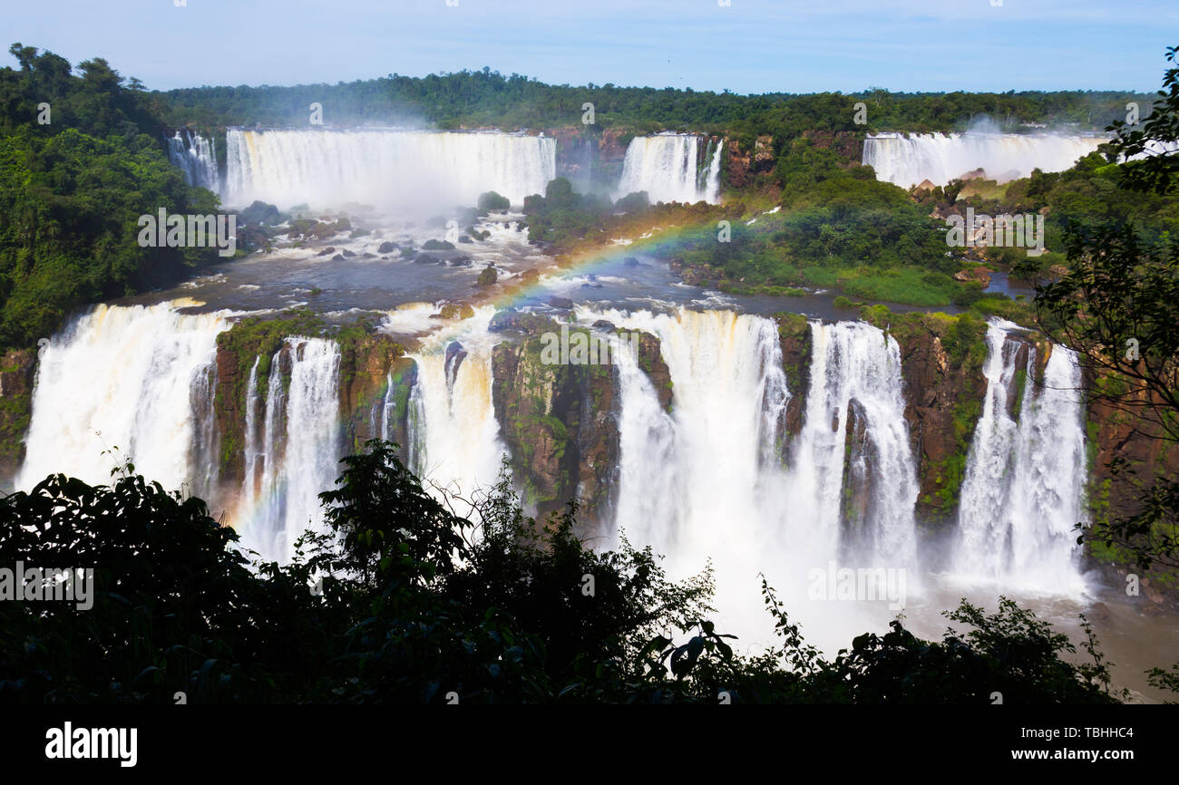 General viewing of the impressive Iguazu Falls system in Brazil Stock ...